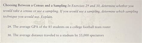 Solved Choosing Between A Census And A Sampling In Exercises