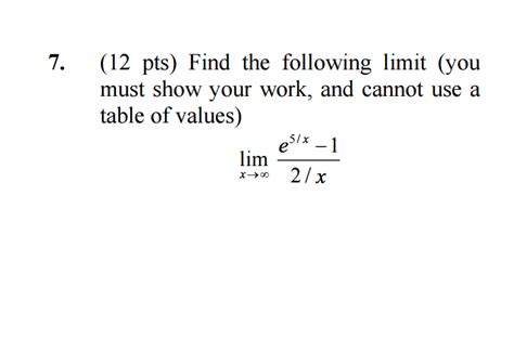 solved find the following limit without using table of