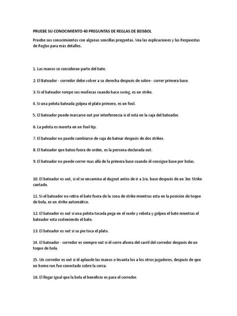 Aumentar Social Embutido 10 Reglas De Beisbol Lidiar Con Cuscús Sentar