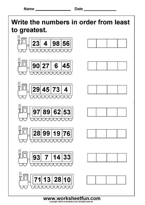 ordering numbers greatest to least worksheet