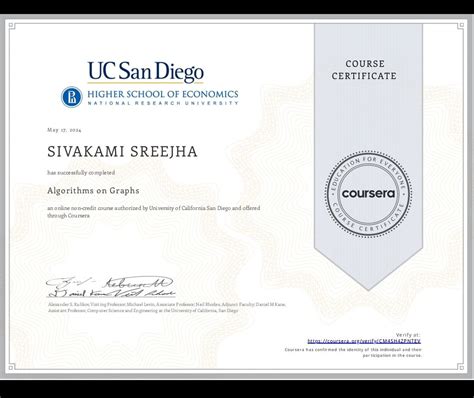 Completed Graphs Algorithm On Coursera Sivakami Sreejha G Cse With Aiml Posted On The Topic