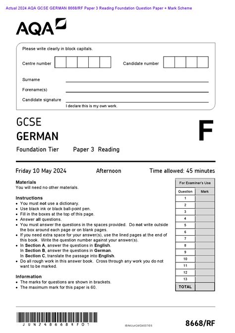 Official June 2024 Aqa As Physics 74072 Paper 2 Merged Question Paper Mark Scheme Insert
