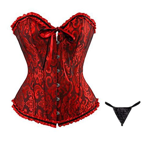 Chcnhac Corset Tops For Women Satin Boned Lace Bustier Tops Sexy Floral