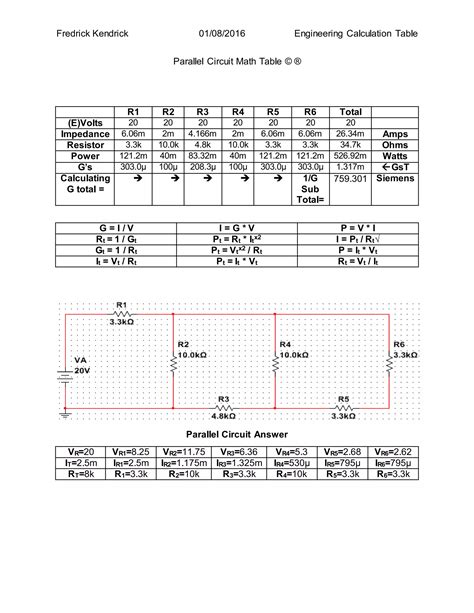 Parallel Circuit Math Table Blanks Pdf