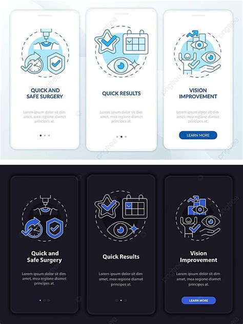 Mobile App Onboarding Screen For Eye Surgery Advantages Explained In Black And White Vector App