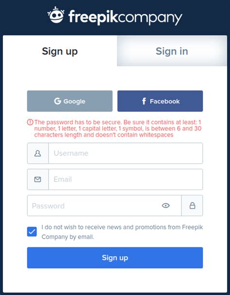 Freepik Dumb Password Rules
