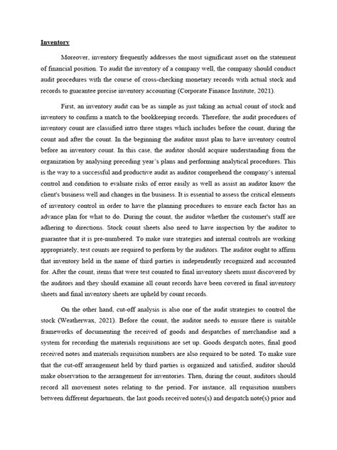 Audit Assignment Inventory Pdf Audit Inventory