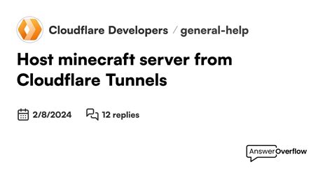 Host Minecraft Server From Cloudflare Tunnels Cloudflare Developers