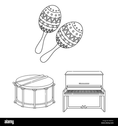 Musical Instrument Outline Icons In Set Collection For Design String