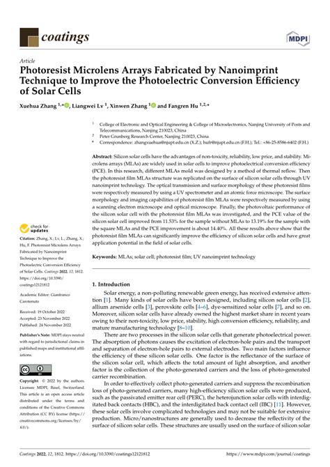 Pdf Photoresist Microlens Arrays Fabricated By Nanoimprint Technique To Improve The