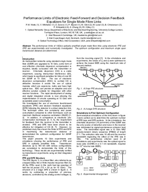 Pdf Performance Limits Of Electronic Feed Forward And Decision Feedback Equalizers For Single