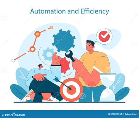 Optimizing Workflow With Automation A Vibrant Portrayal Of Efficiency Stock Vector