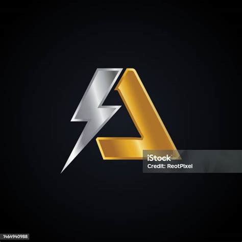 번개 천둥 볼트 벡터 디자인의 문자 로고입니다 전기 볼트 편지 로고 벡터 그림입니다 번개에 대한 스톡 벡터 아트 및 기타 이미지 번개 알파벳 A 은색 Istock