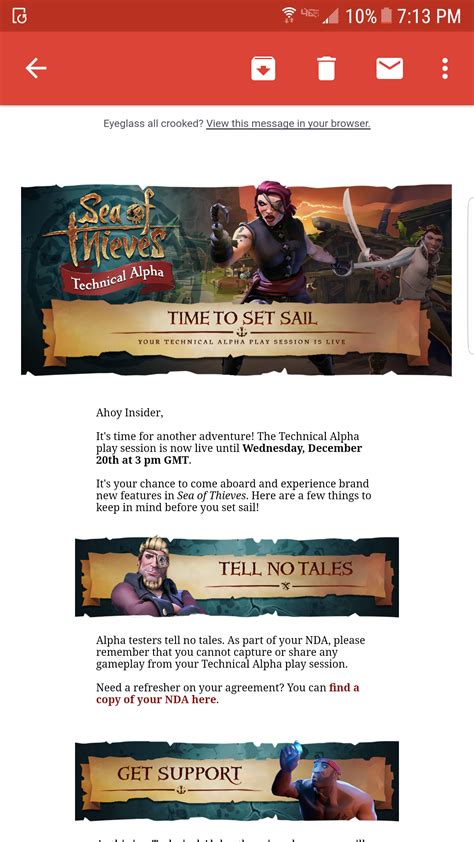 Got This Email Still Can T Play Because I Get The Error R Seaofthieves