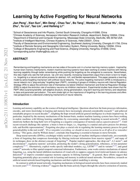 Learning By Active Forgetting For Neural Networks Deepai