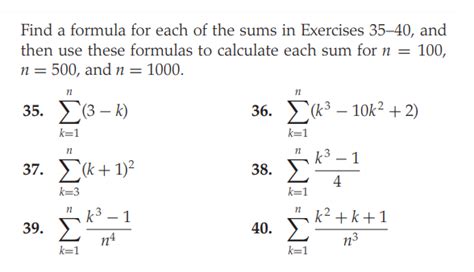 Solved Find A Formula For Each Of The Sums In Exercises Chegg Com