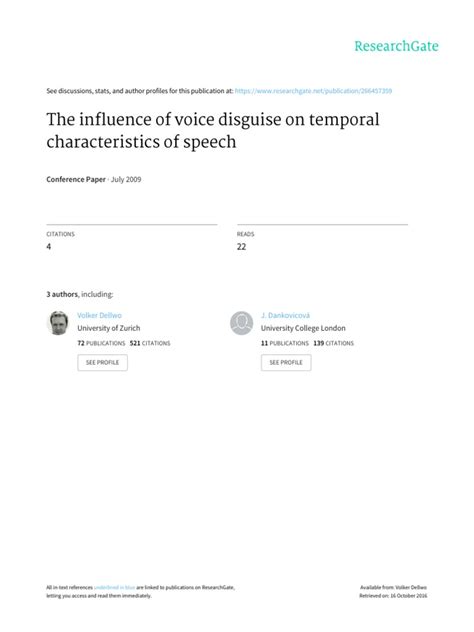 The Influence Of Voice Disguise On Temporal Characteristics Of Speech Pdf Speech Human
