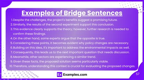 90 Bridge Sentence Examples