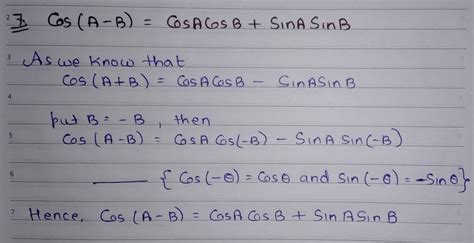 How Cos A B CosA CosB SinA SinB