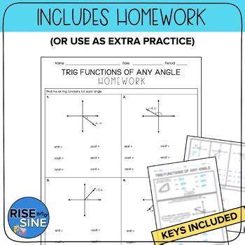 Trig Functions Of Any Angle By Rise And Sine Teachers Pay Teachers