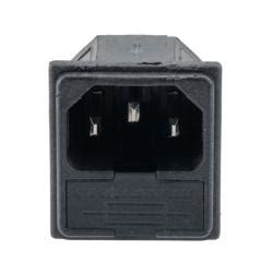 Twin Fused IEC Inlet Snap Fit Panel Mount C14 Connector 6 3 Mm Tab Termination 5mm X 20mm
