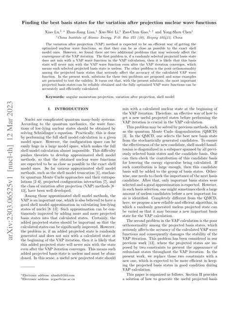 Pdf Finding The Best Basis States For The Variation After Projection