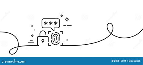 Biometric Security Line Icon Fingerprint Scan Sign Continuous Line