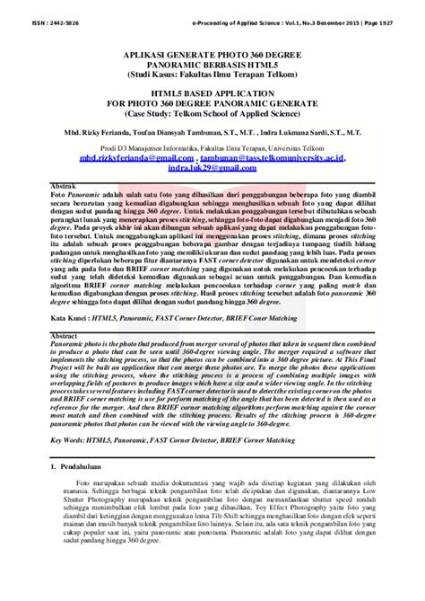 Pdf Aplikasi Generate Photo 360 Degree Panoramic Berbasis Html5
