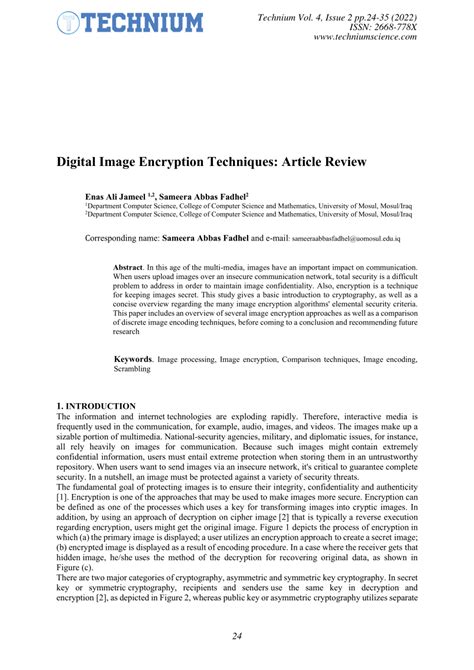 pdf digital image encryption techniques article review