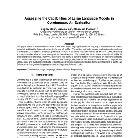 Assessing The Capabilities Of Large Language Models In Coreference An
