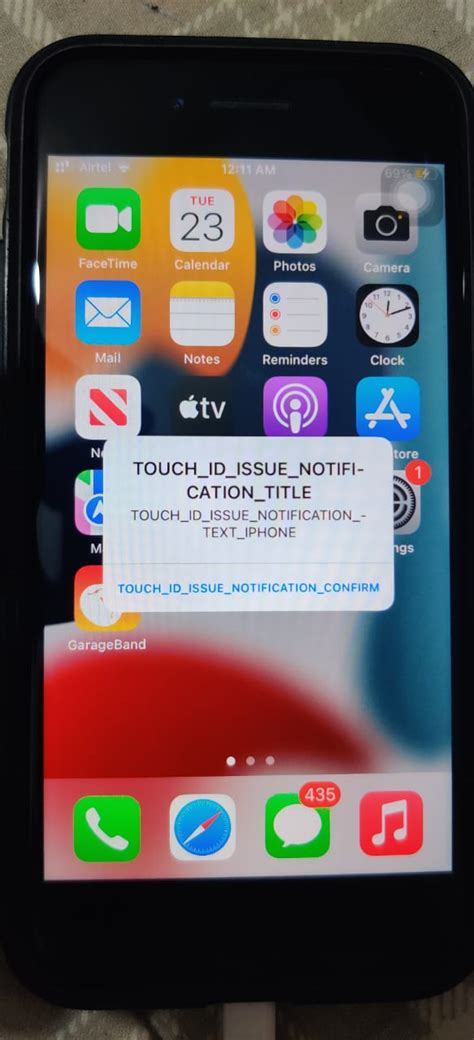 touch id issue notification text iphone apple community