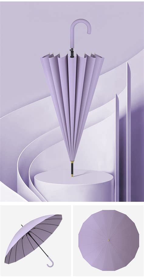 Umbrella 16 Bone Umbrella Curved Handle Automatic Long Handle Umbrella