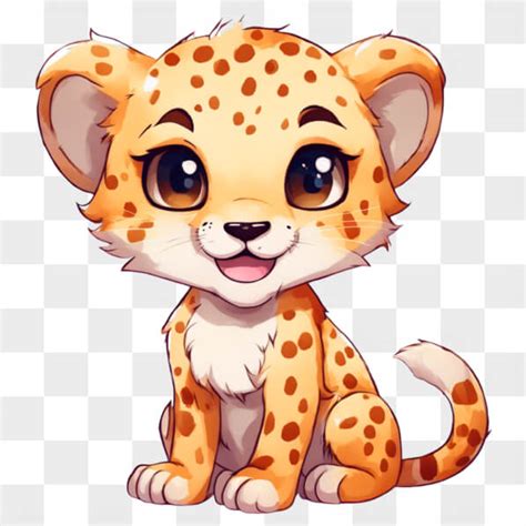 Télécharger Guépard Cartoon Mignon Cub Sur Fond Noir Kawaii En Ligne Creative Fabrica