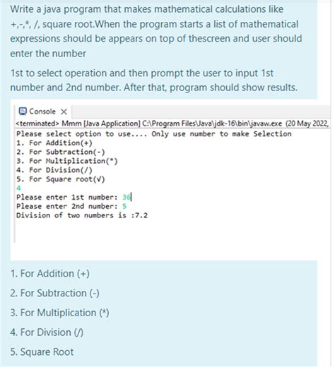 Solved Write A Java Program That Makes Mathematical