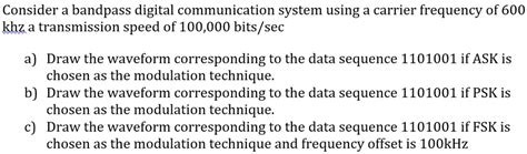 Solved Consider A Bandpass Digital Communication System Using A