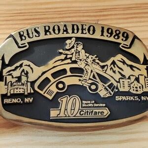 1989 Bus Roadeo Brass Belt Buckle Reno Sparks Nv Etsy