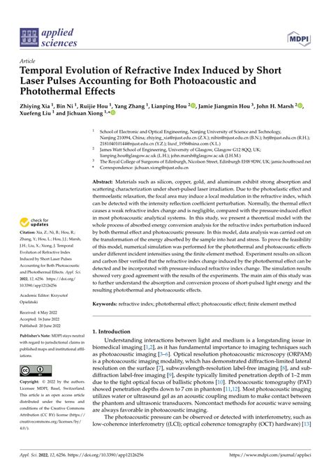 Pdf Temporal Evolution Of Refractive Index Induced By Short Laser
