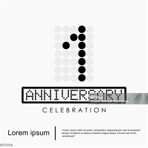 창립 1 주년 기념 엠블럼 기념일 로고는 흰색 배경에 문자와 숫자로 점선된 디지털 절연 벡터 일러스트 레이 션 템플릿 디자인 웹 전단지 포스터 인사말 카드 및 초대장 1에