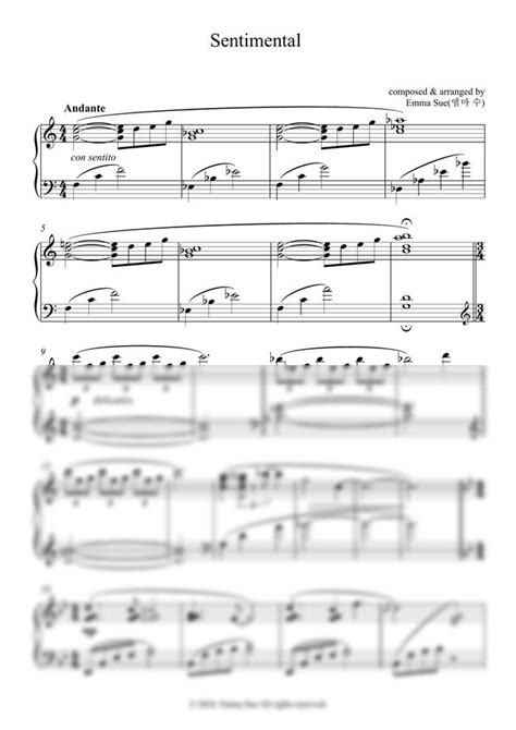 악보 엠마 수 Emma Sue Sentimental 감상적인 분위기