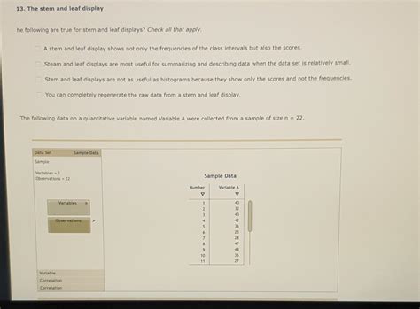 Solved He Following Are True For Stem And Leaf Displays Chegg Com