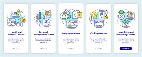 Online Tutorials Ideas Onboarding Mobile App Screen Walkthrough 5 Steps Editable Graphic