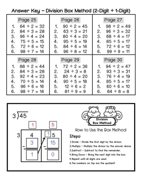 Division Box Method Worksheets 2 Digit By 1 Digit Long Division