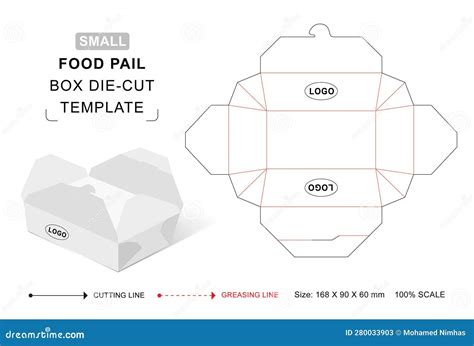 Small Food Pail Box Die Cut Template Packaging Die Cut Template 3d