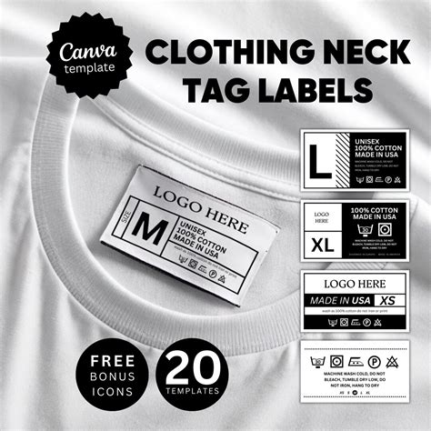 Editable Clothing Neck Tag Canva Template Neck Labels For T Shirts