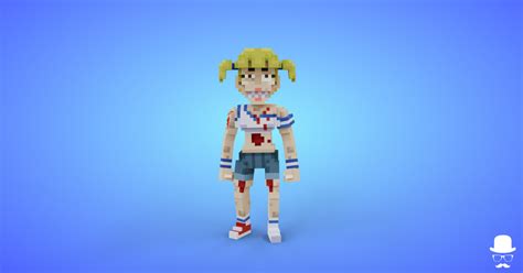Voxel Female Zombie Character 3d Lowpoly Model Characters Unity
