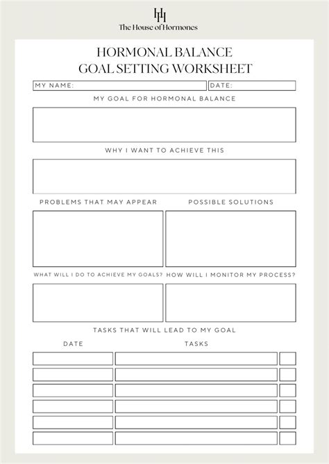 Hormone Balance Goal Setting Worksheet The House Of Hormones