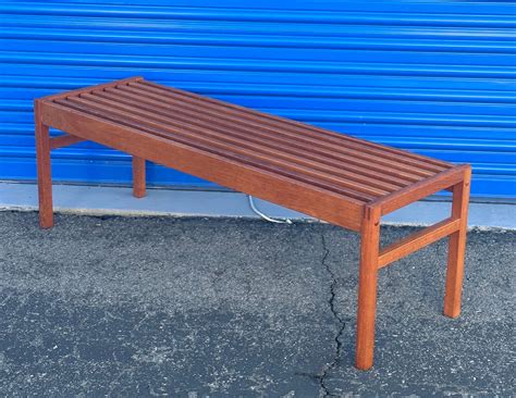 Danish Modern Solid Teak Slat Bench Coffee Table By Lysgaard Mobler