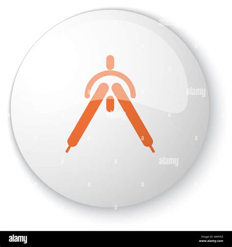 Glossy White Web Button With Orange Drafting Compass Icon On White