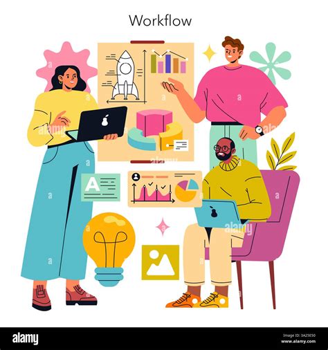 Workflow Illustration Representing Team Collaboration And Productivity
