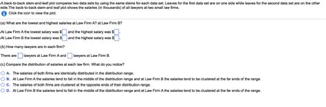 Solved A Back To Back Stem And Leaf Plot Compares Two Data